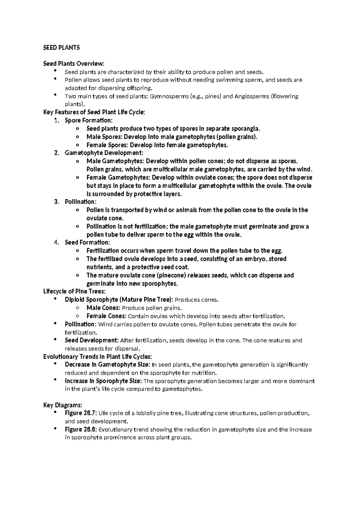 Bio1022 - Comprehensive Seed Plant Study Notes - Studocu