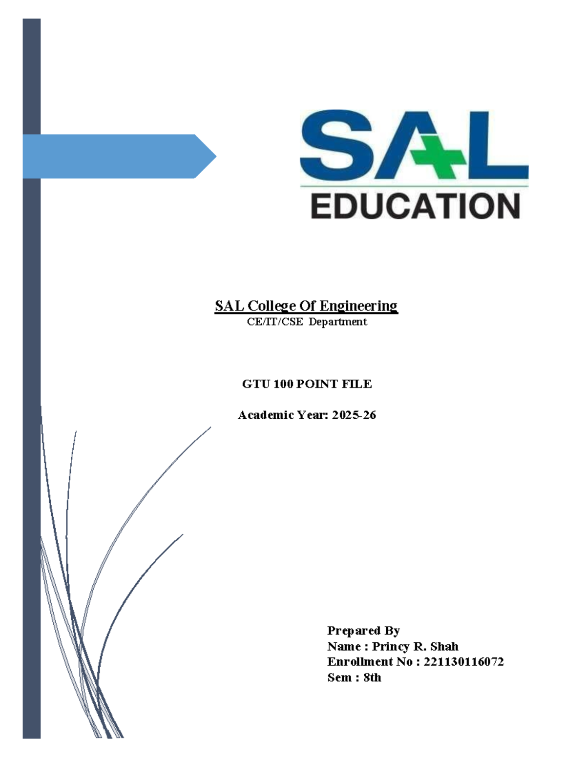 GTU 100 Point File: Activities & Achievements of Princy R. Shah - Studocu