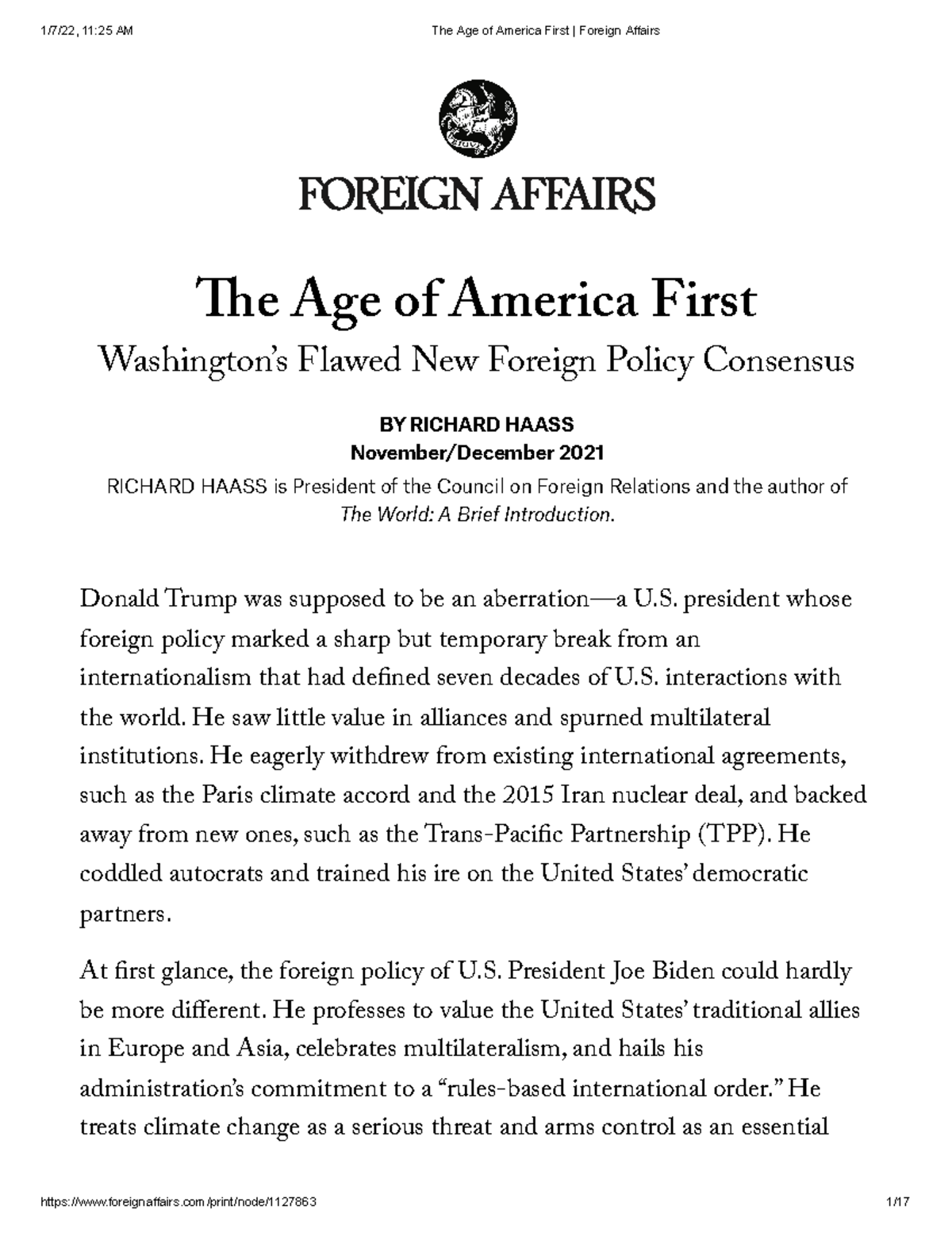 Revisiting America's Foreign Policy: Continuity from Trump to Biden ...