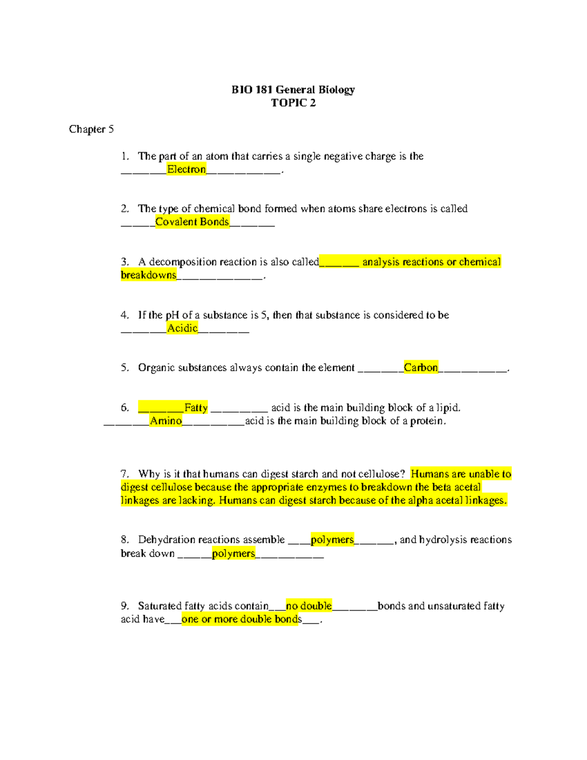 Homework Chapter 5 Week 10 BIO 181 Lecture - BIO 181 General Biology ...