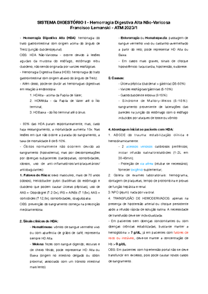 Hemorragia Digestiva resumo - O ângulo de Treitz corresponde a uma ...