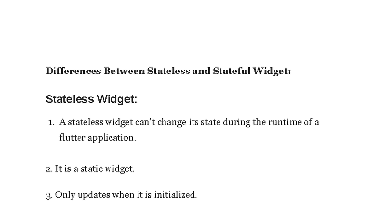 LAB Session 5 - Differences Between Stateless & Stateful Widgets - Studocu