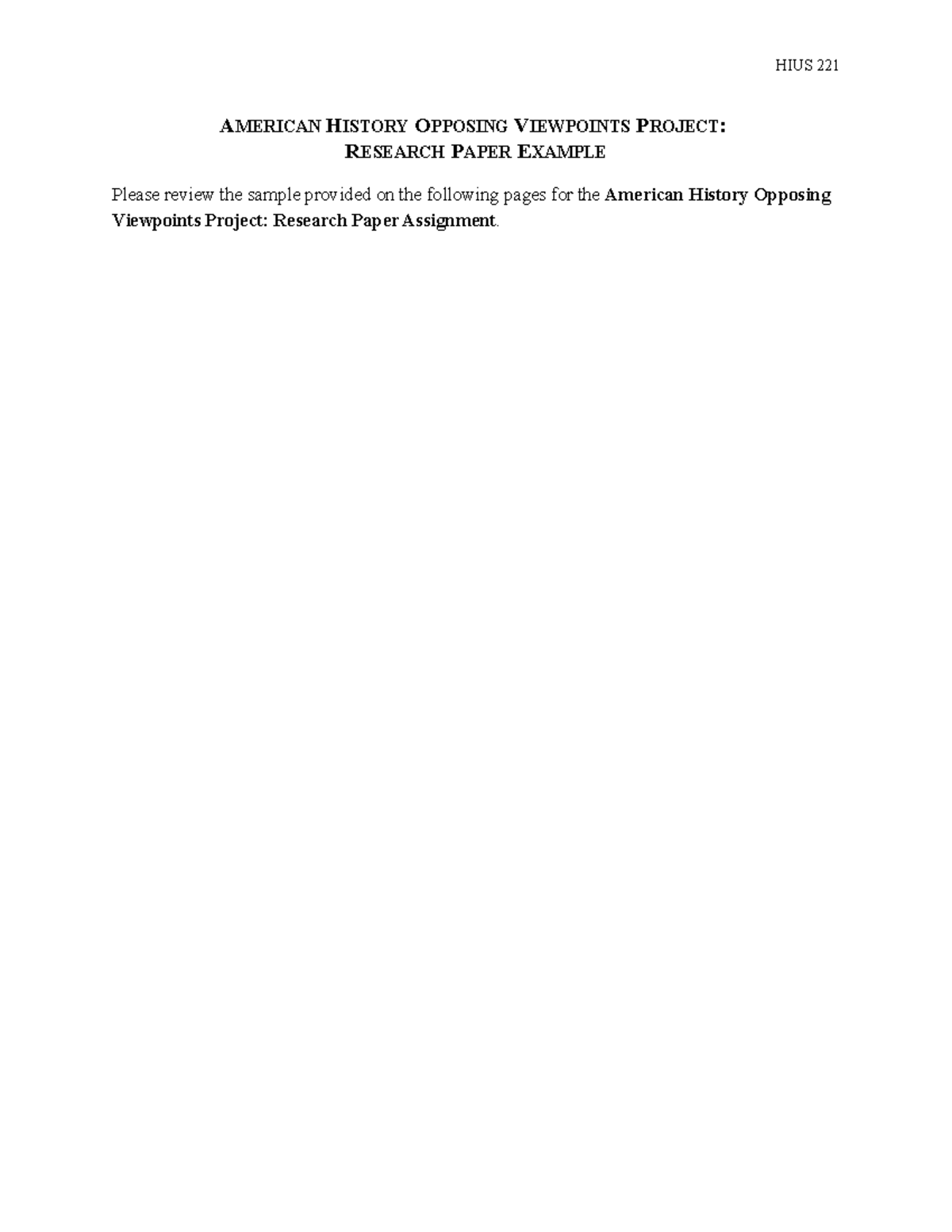 American History Opposing Viewpoints Project Research Paper Example ...