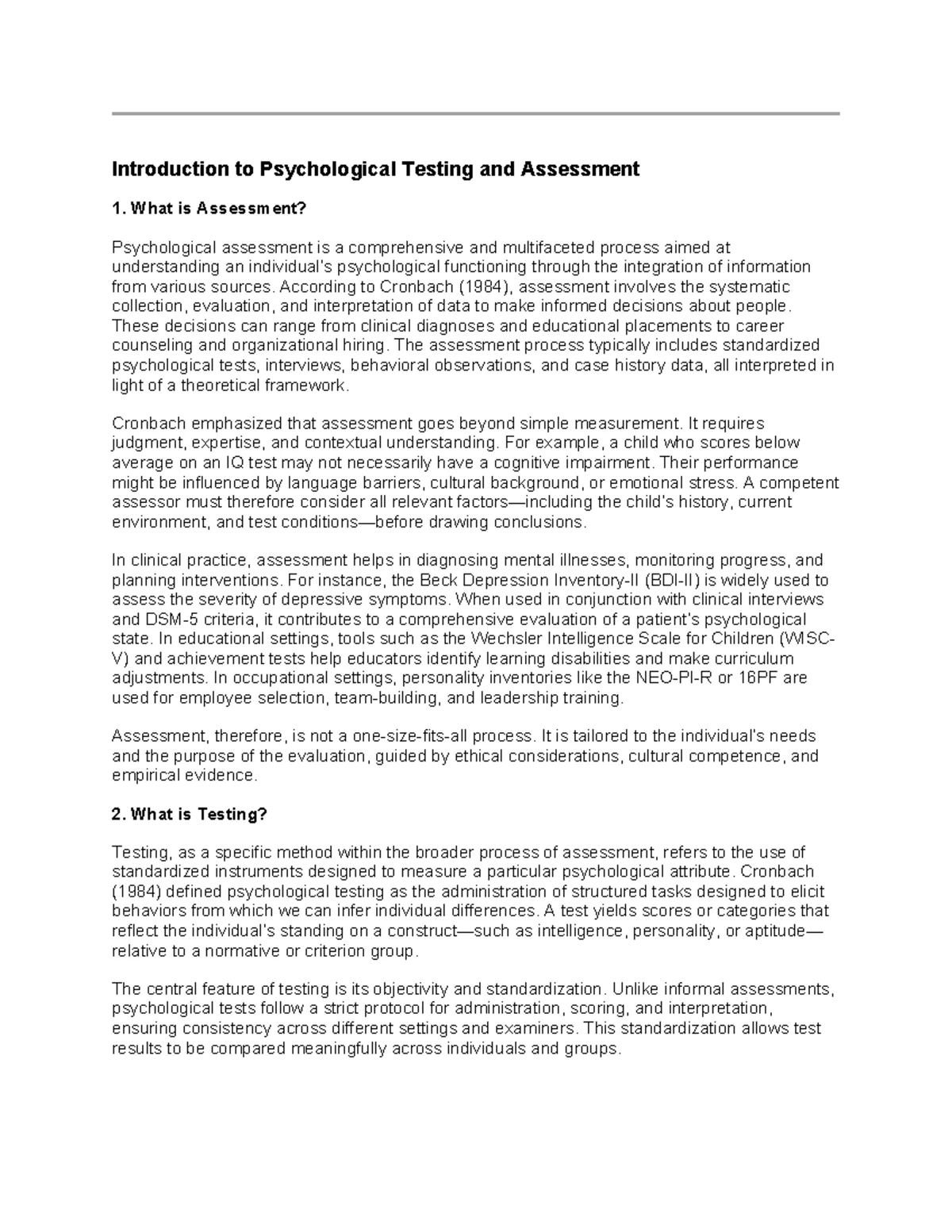 BGT II: Overview and Sample Report on Bender Gestalt Test - Studocu