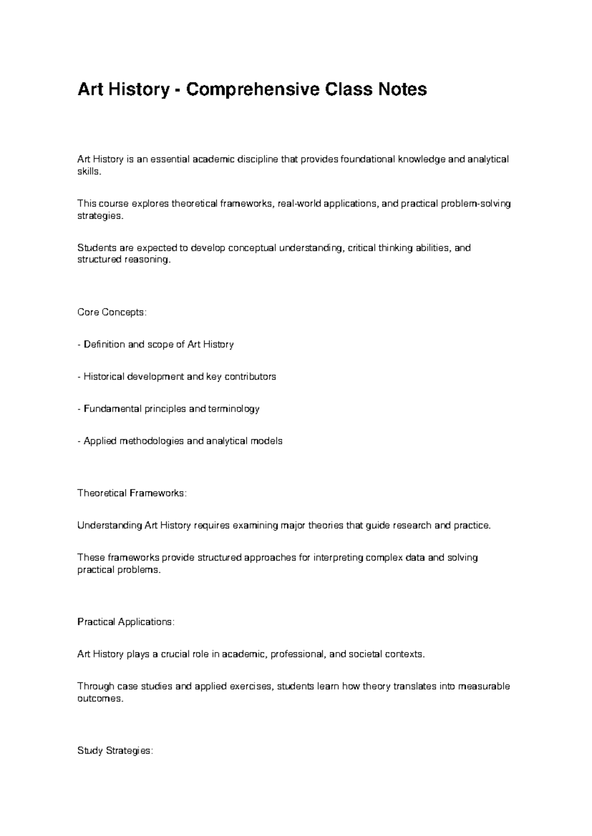 Art History 101: Comprehensive Class Notes and Study Guide - Studocu