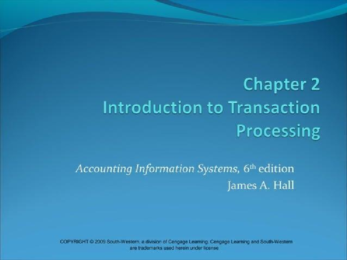 Chapter 2: Introduction to Transaction Processing in AIS (ACCT 101 ...