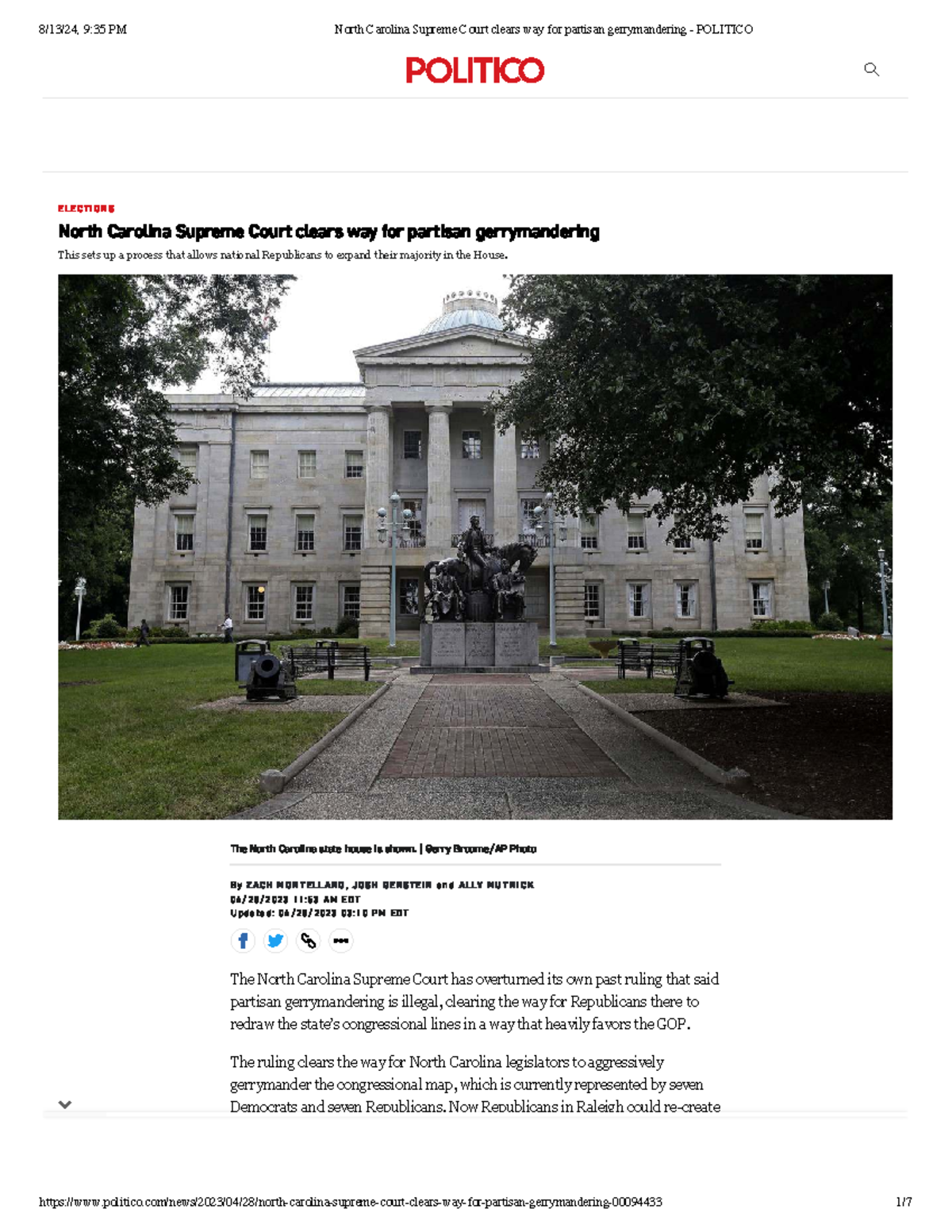 North Carolina Supreme Court Ruling on Partisan Gerrymandering Analysis ...