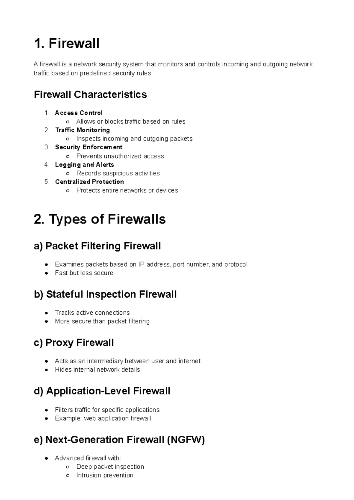 Firewall Notes for Semester Exams: 13/16 Marks Guide - Studocu