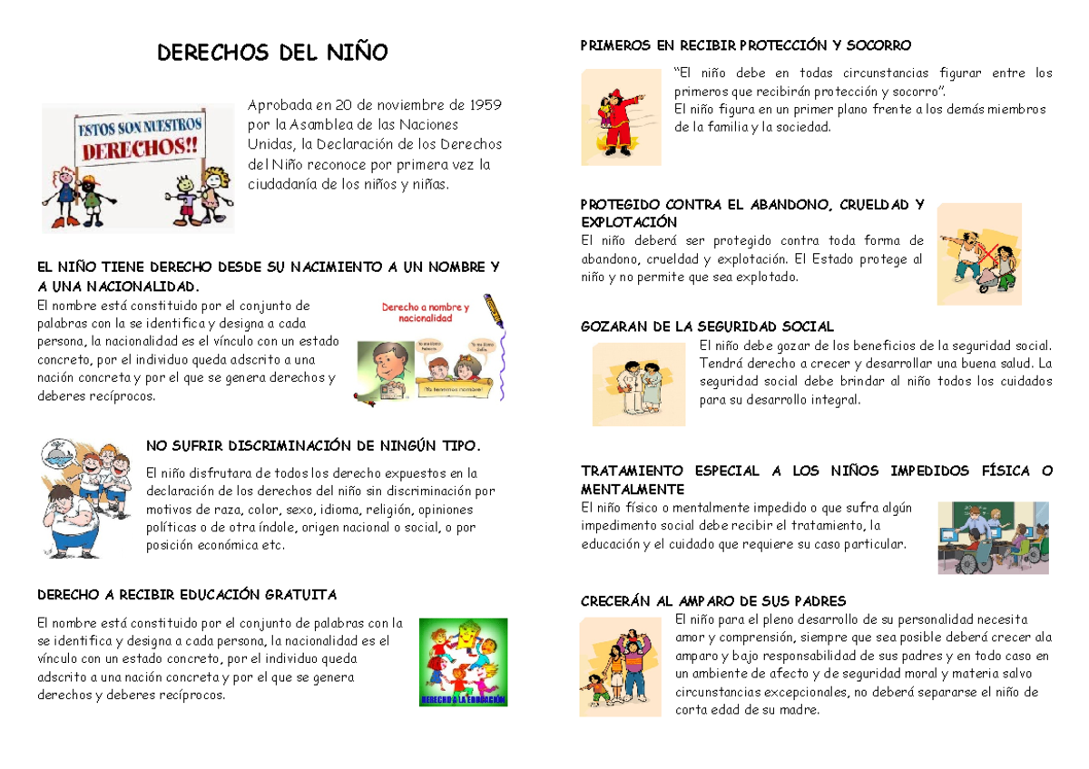 Diptico sobre la Declaración de los Derechos del Niño (1960) - Studocu