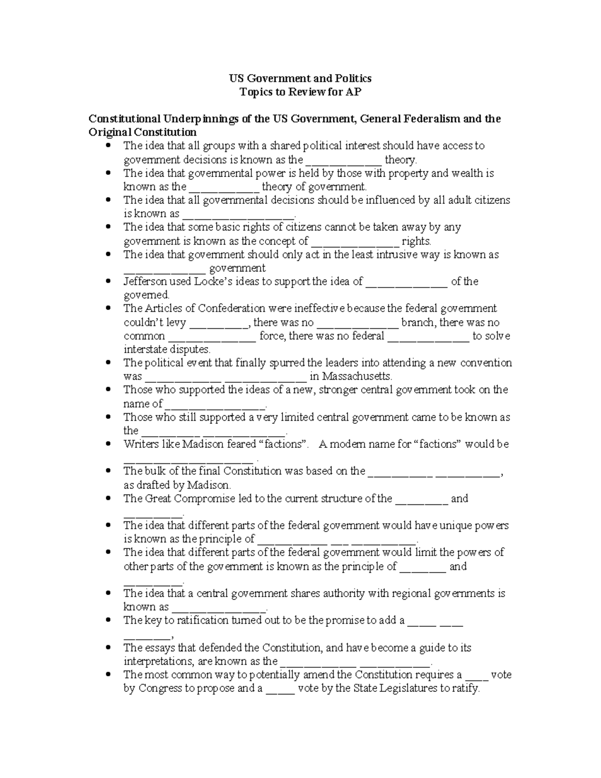 AP US Government & Politics: Key Concepts Review for Exam - Studocu