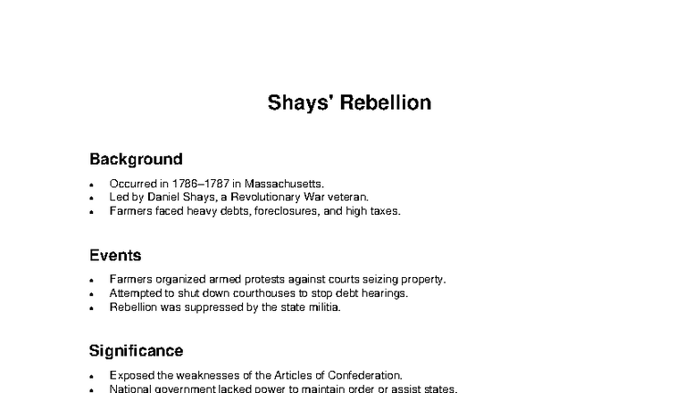 Foundations Study Packet: Shays' Rebellion & Constitutional Convention ...