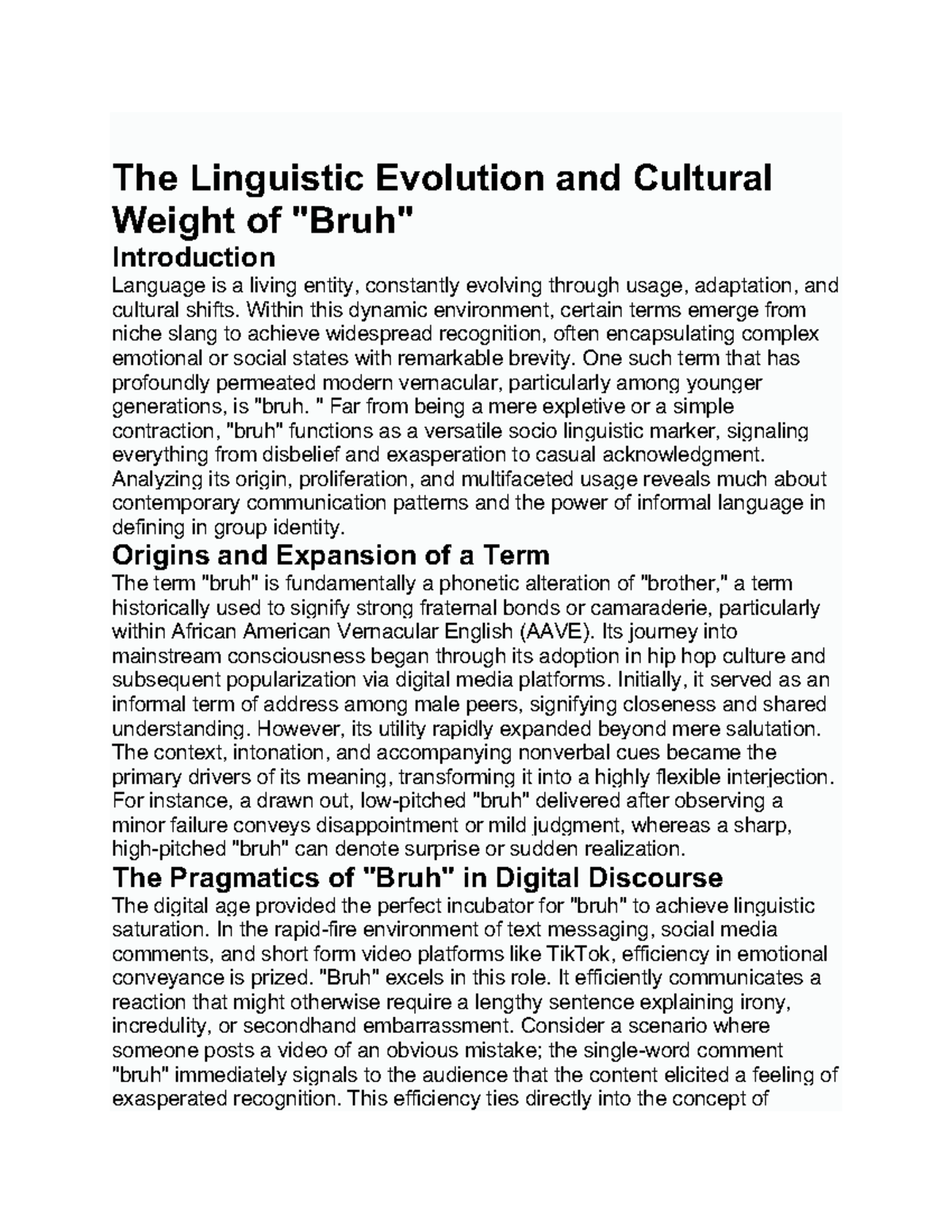 Linguistic Evolution: Cultural Impact of Modern Slang in AAVE - Studocu