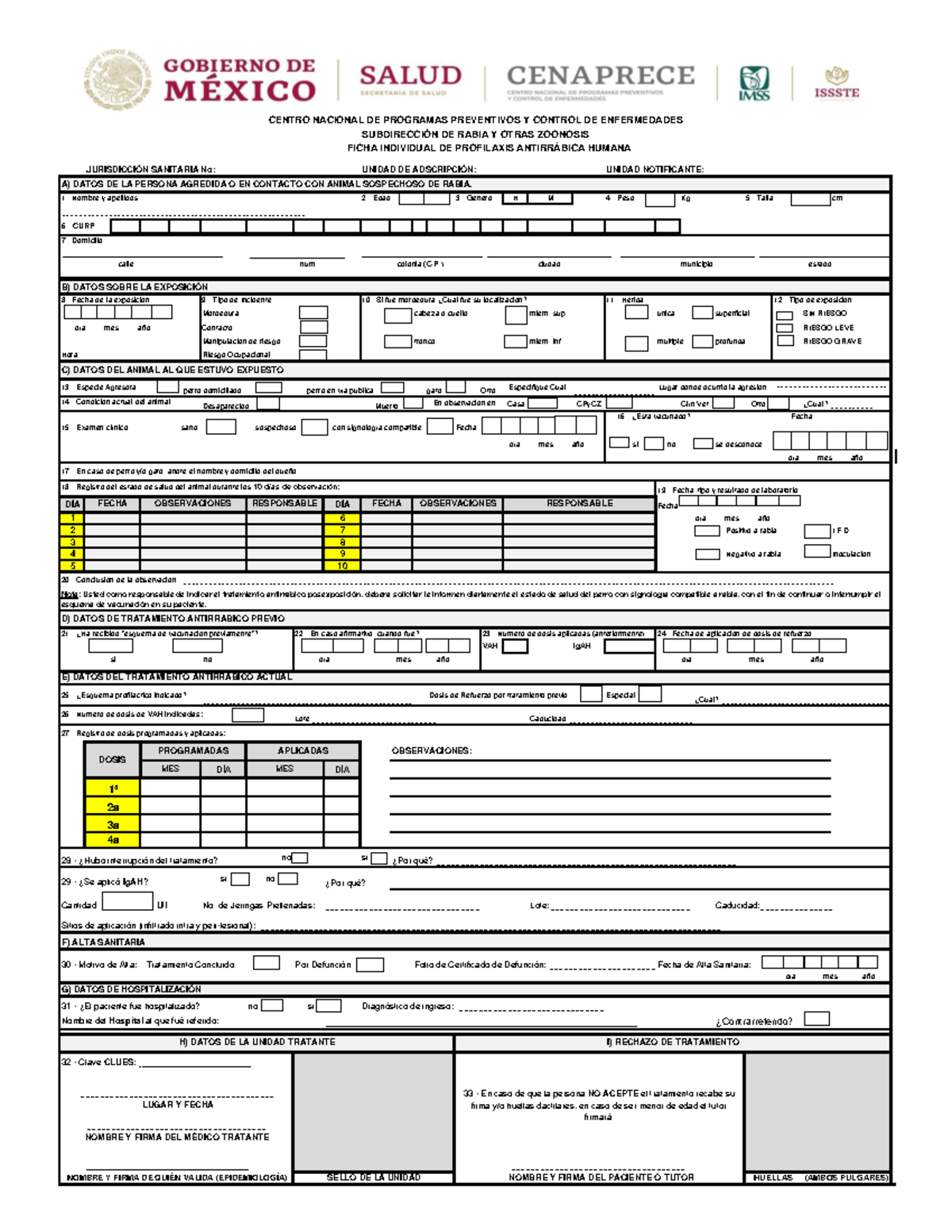 Rabia 3: Ficha Individual de Profilaxis Antirrábica Humana - Studocu