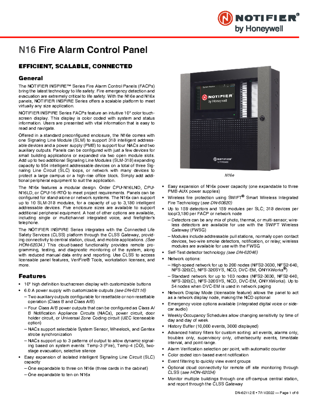 Notifier Inspire™ N16e Fire Alarm Control Panel Overview and Features ...