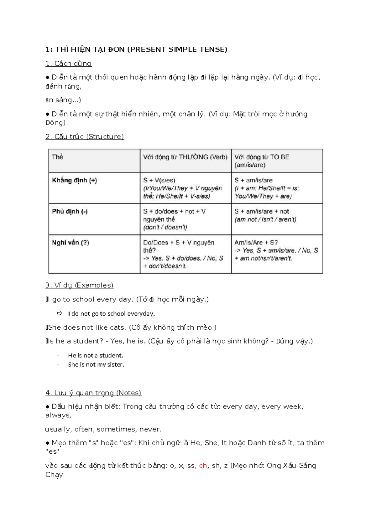 Tổng Hợp Thì Cơ Bản Trong Tiếng Anh (Tenses Review) - Studocu