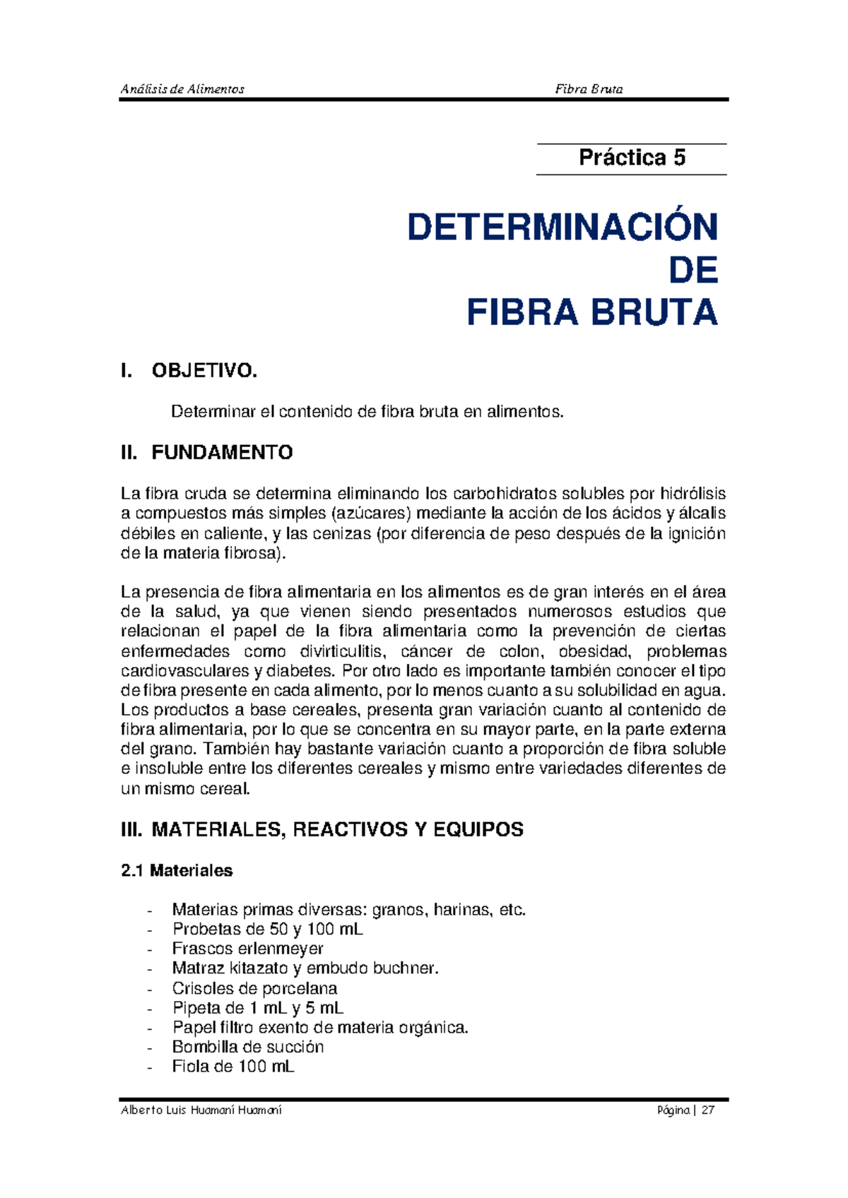 P5. Determinación de Fibra Bruta en Alimentos - Práctica de Laboratorio ...