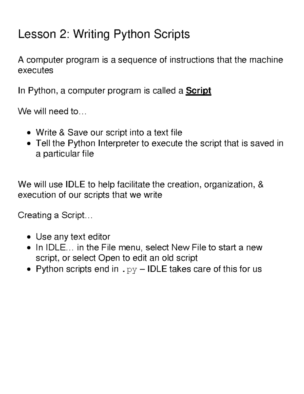Lesson 2: Python Scripting Essentials (CS101) - Writing Scripts - Studocu