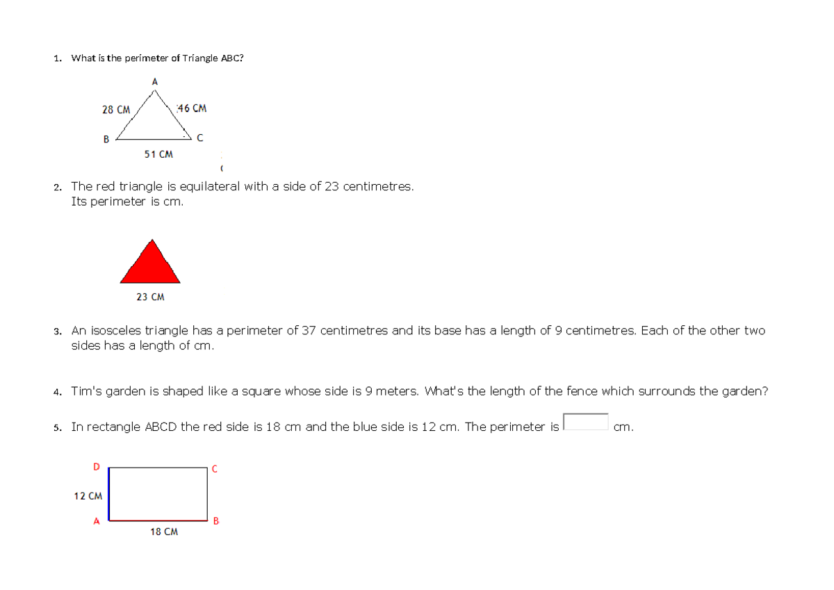 Perimeter Worksheets - Geometry Practice Problems - Studocu