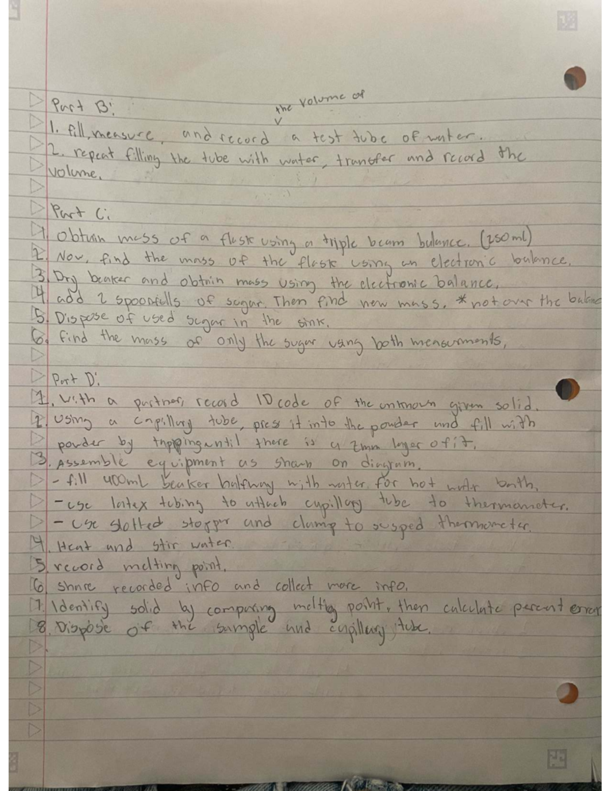 11 Part B: Lab Notes on Volume and Mass Measurements (IMG 4173) - Studocu