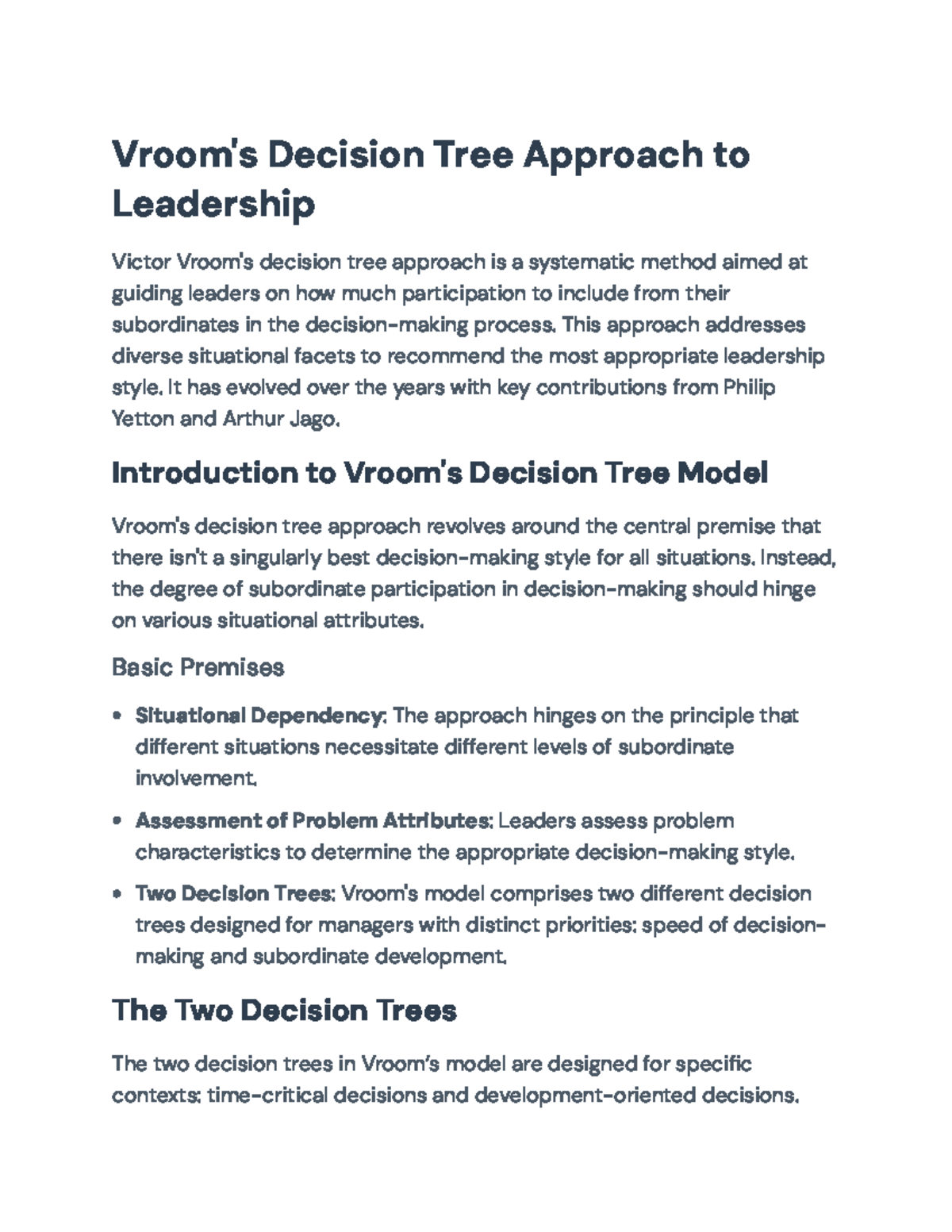Vroom's Decision Tree Approach to Leadership: A Systematic Guide ...