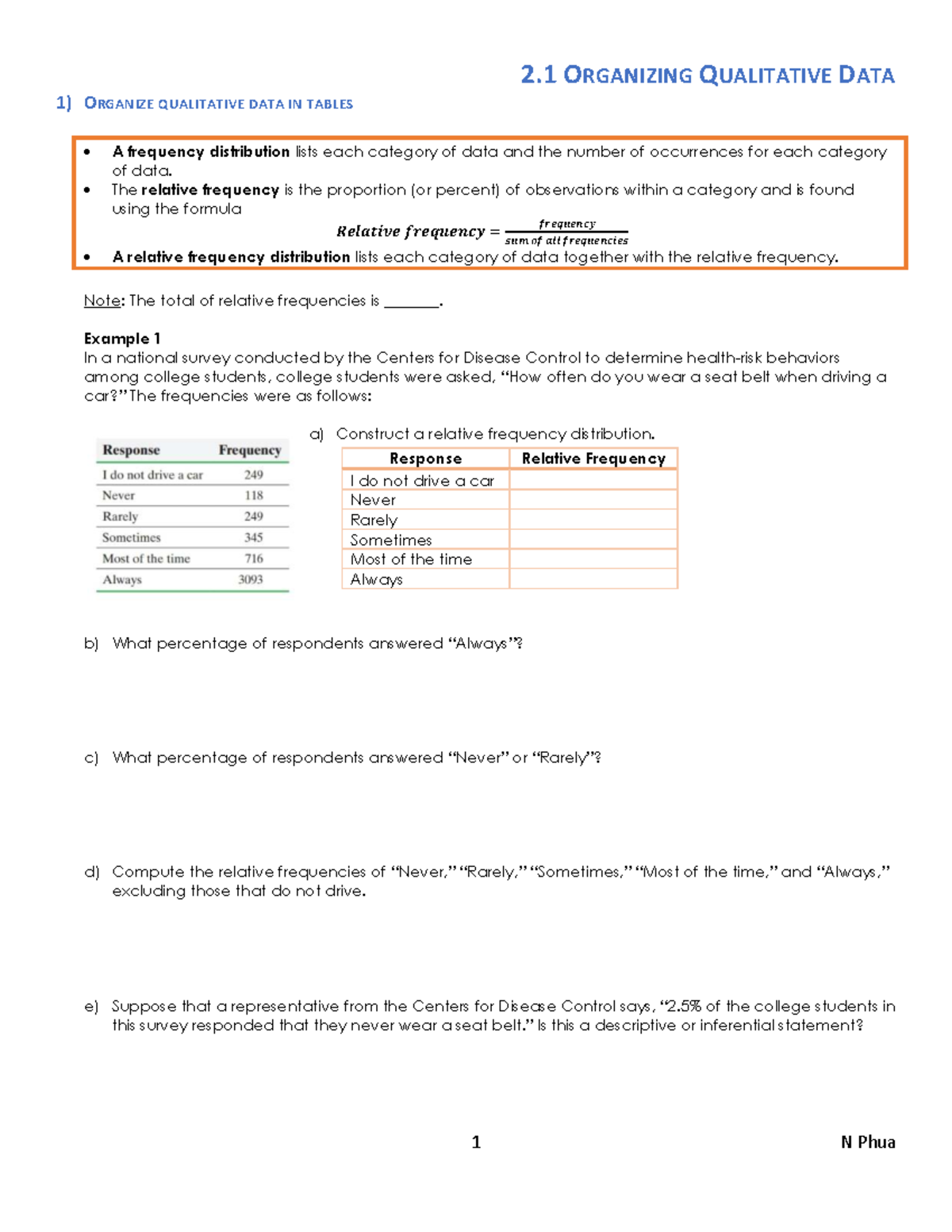 Math 54 Lecture Notes: Organizing Qualitative & Quantitative Data - Studocu