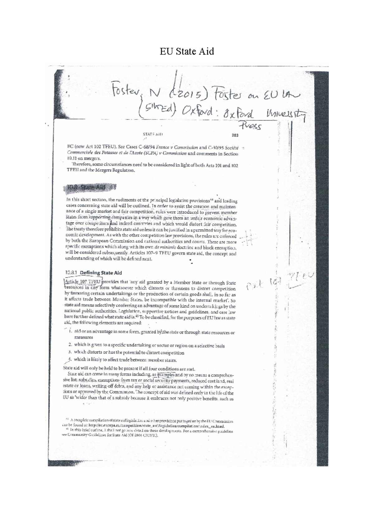 EU State Aid Overview: Key Provisions and Case Law Analysis - Studocu