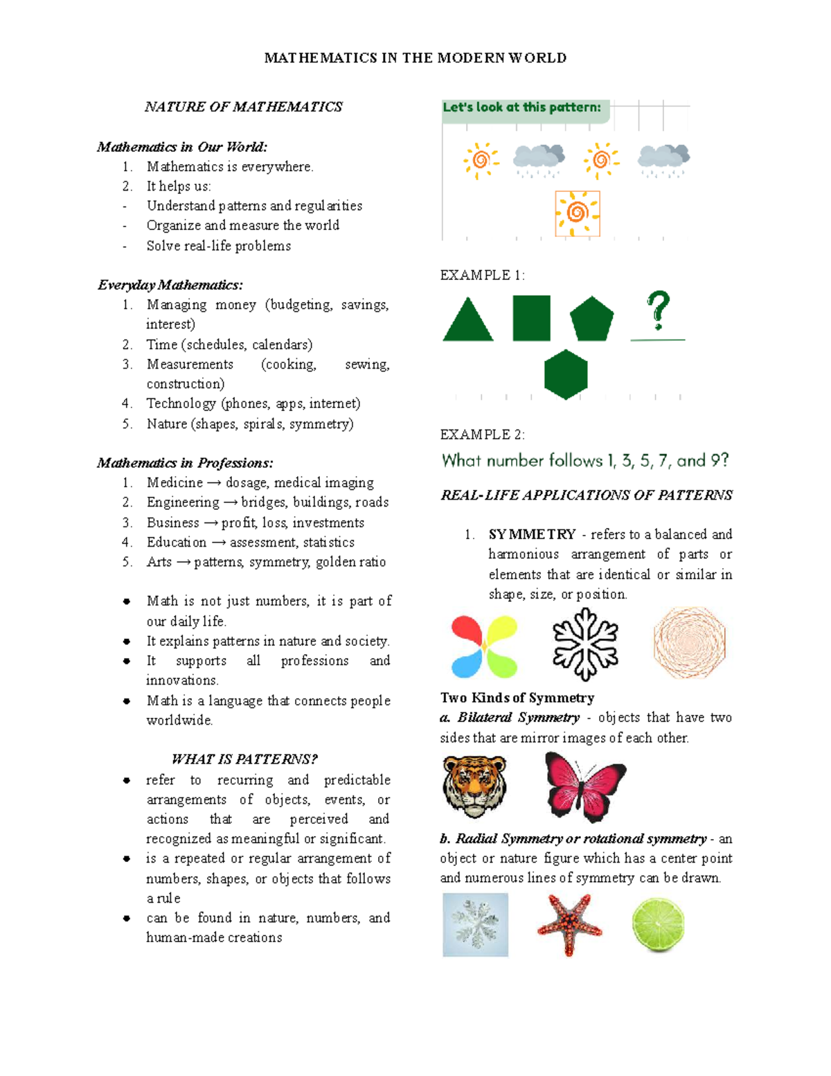 GEC 4 Prelims: Exploring Mathematics in the Modern World - Studocu