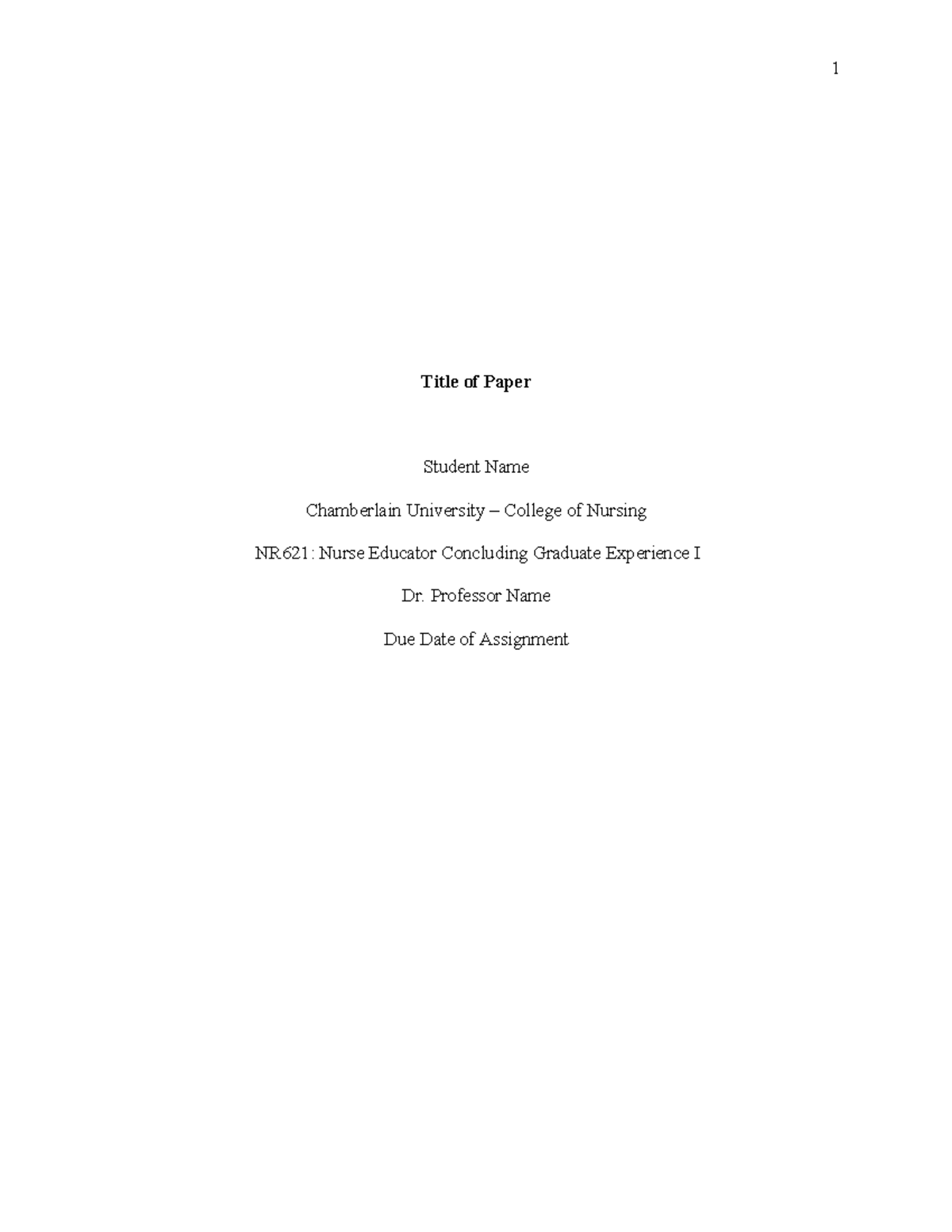 NR621 NR622 Nurse Educator Practicum Project Paper Template - Studocu