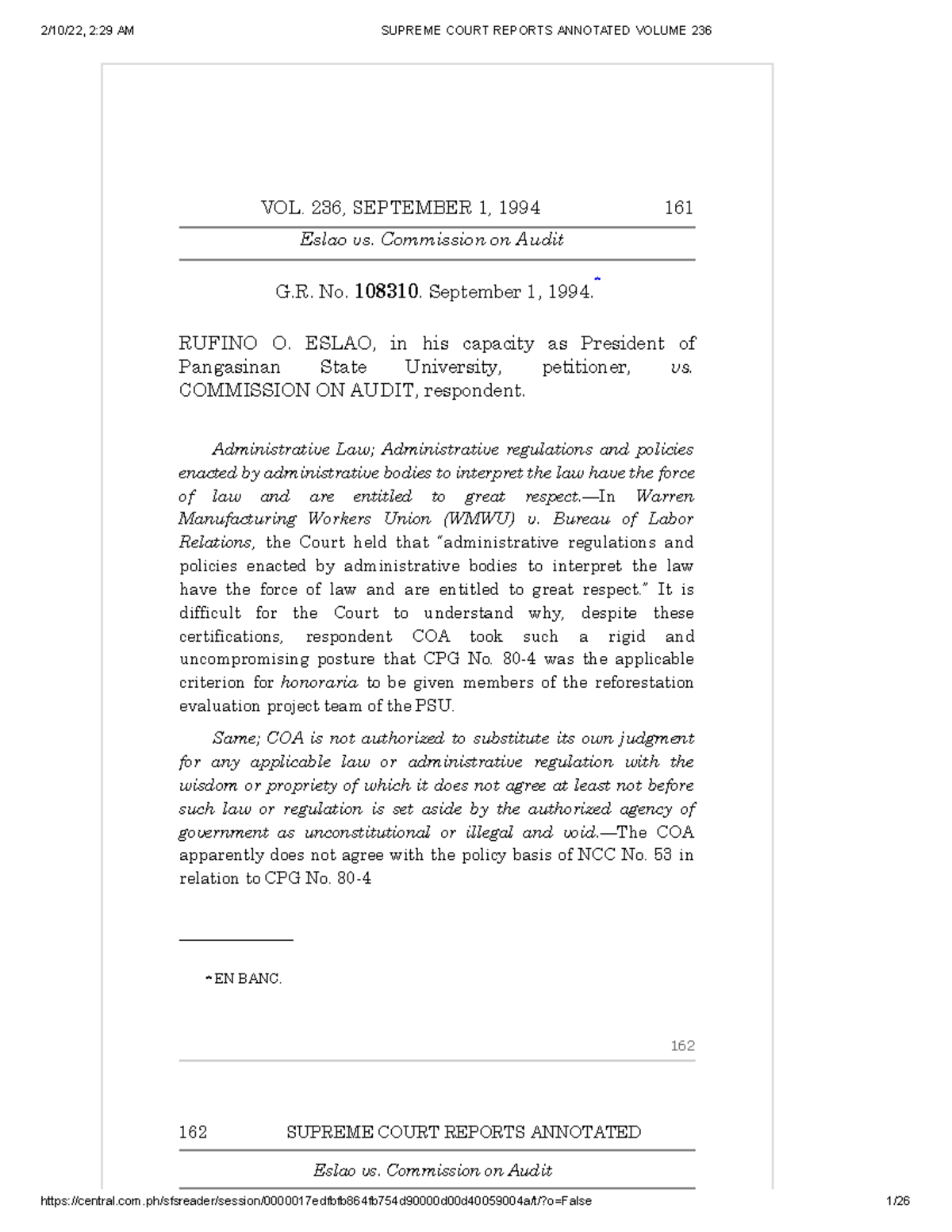 Eslao v. Commission on Audit: Supreme Court Ruling Review (G.R. No ...