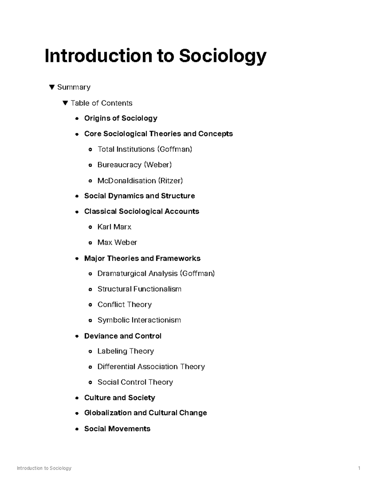 Introduction to Sociology (SOC101) Comprehensive Summary and Key ...