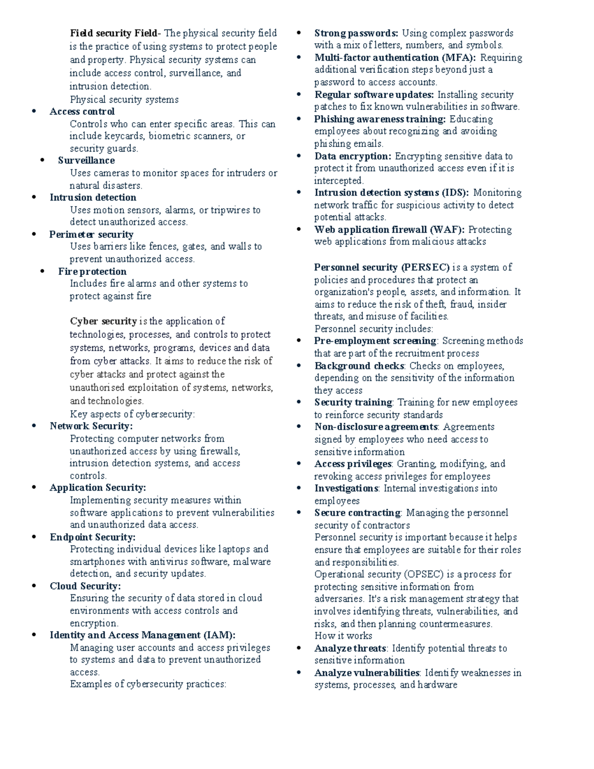 Field security Field - FIELS - Field security Field- The physical ...