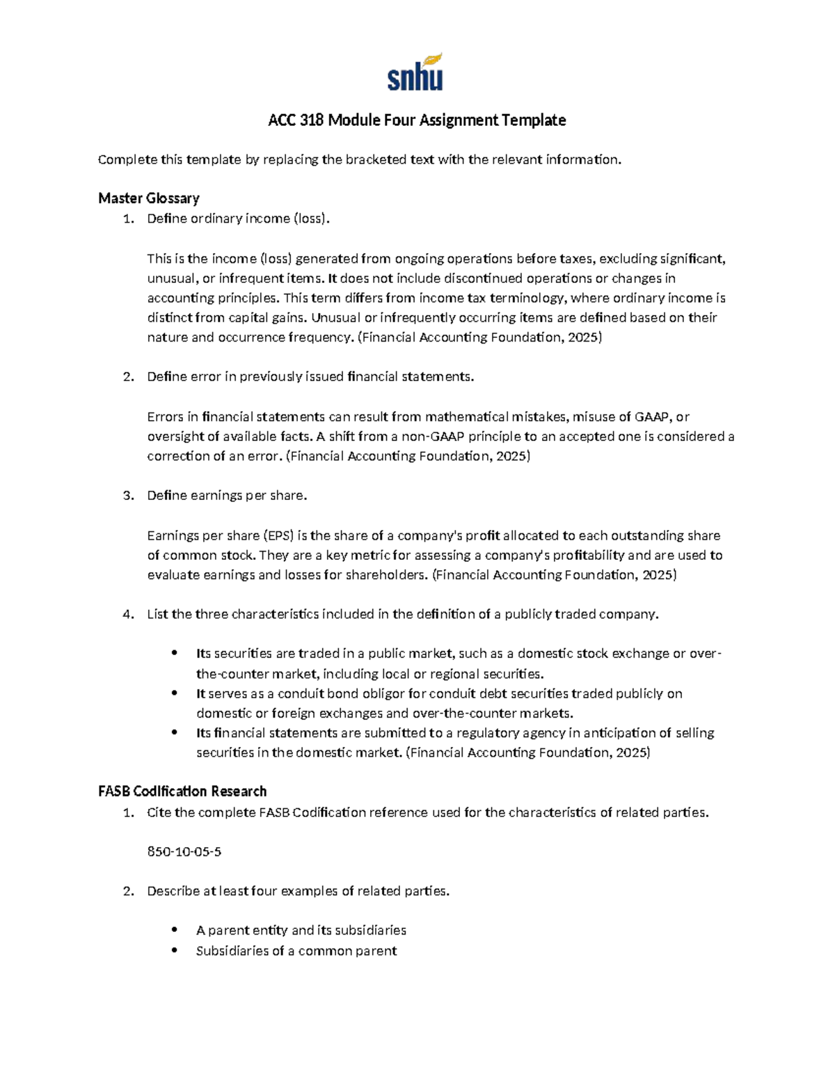 ACC 318 Module Four Assignment - Master Glossary 1. Define ordinary ...