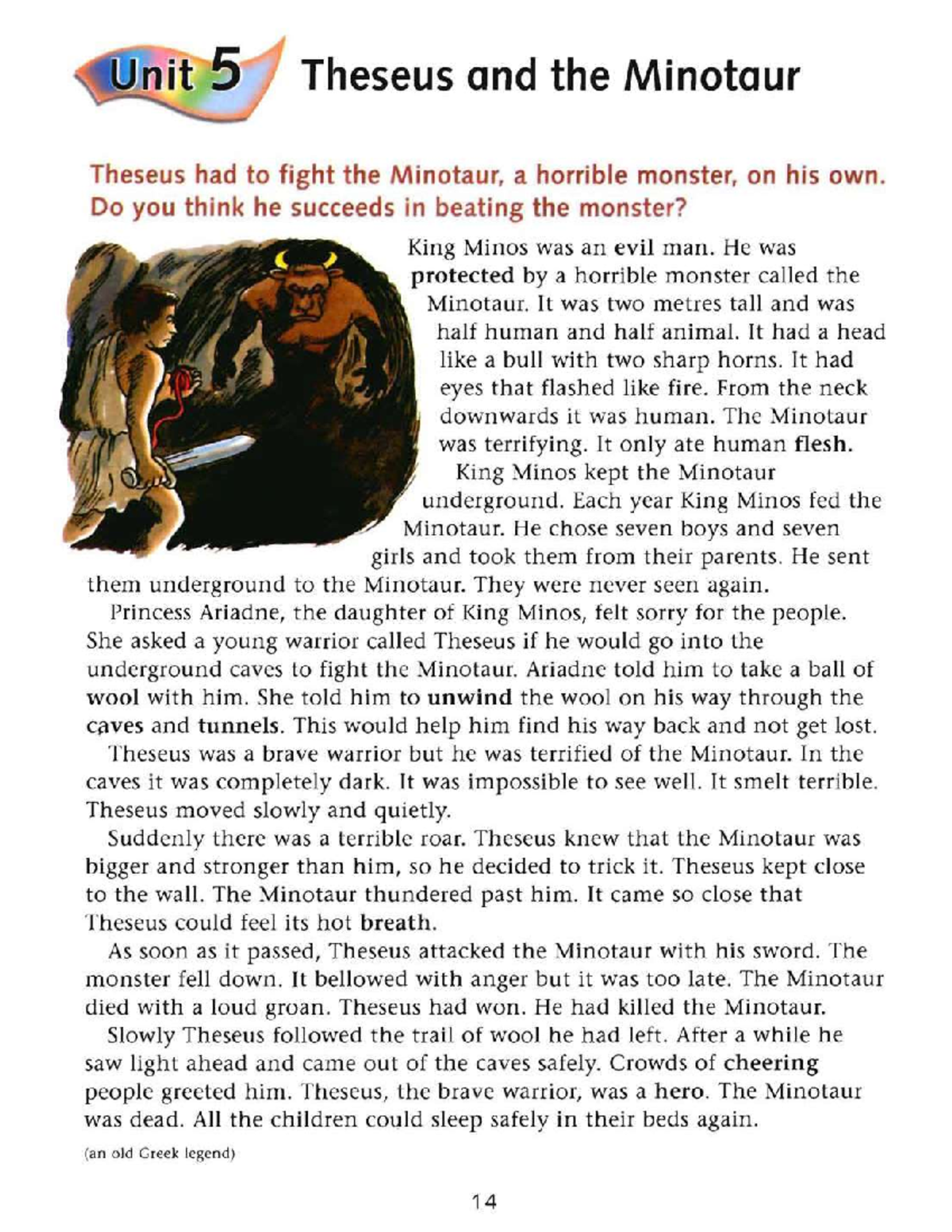 Theseus Quest Quiz Text - Unit 5 Theseus and the Minotaur Theseus had ...