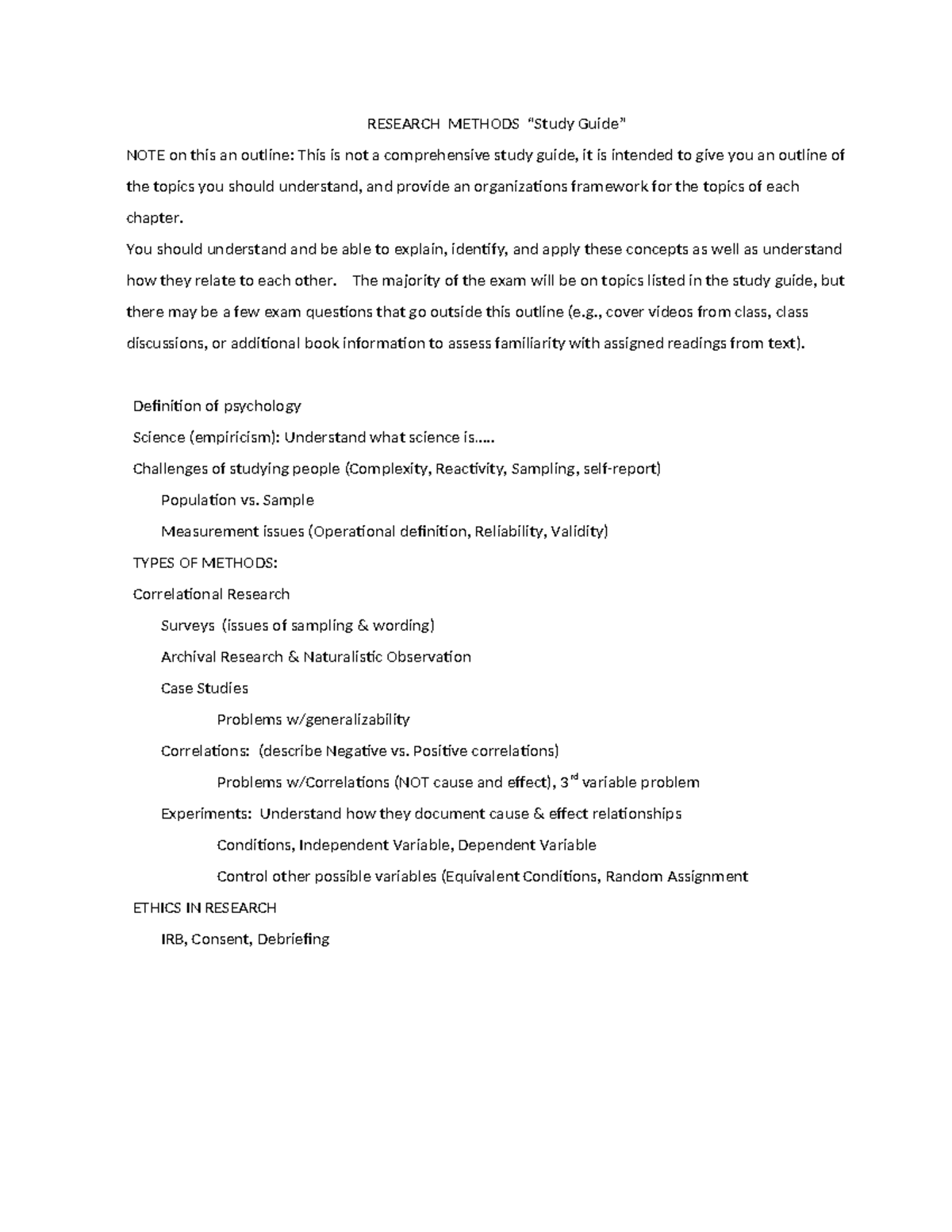 Research Methods Study Guide: Key Concepts & Frameworks - Studocu