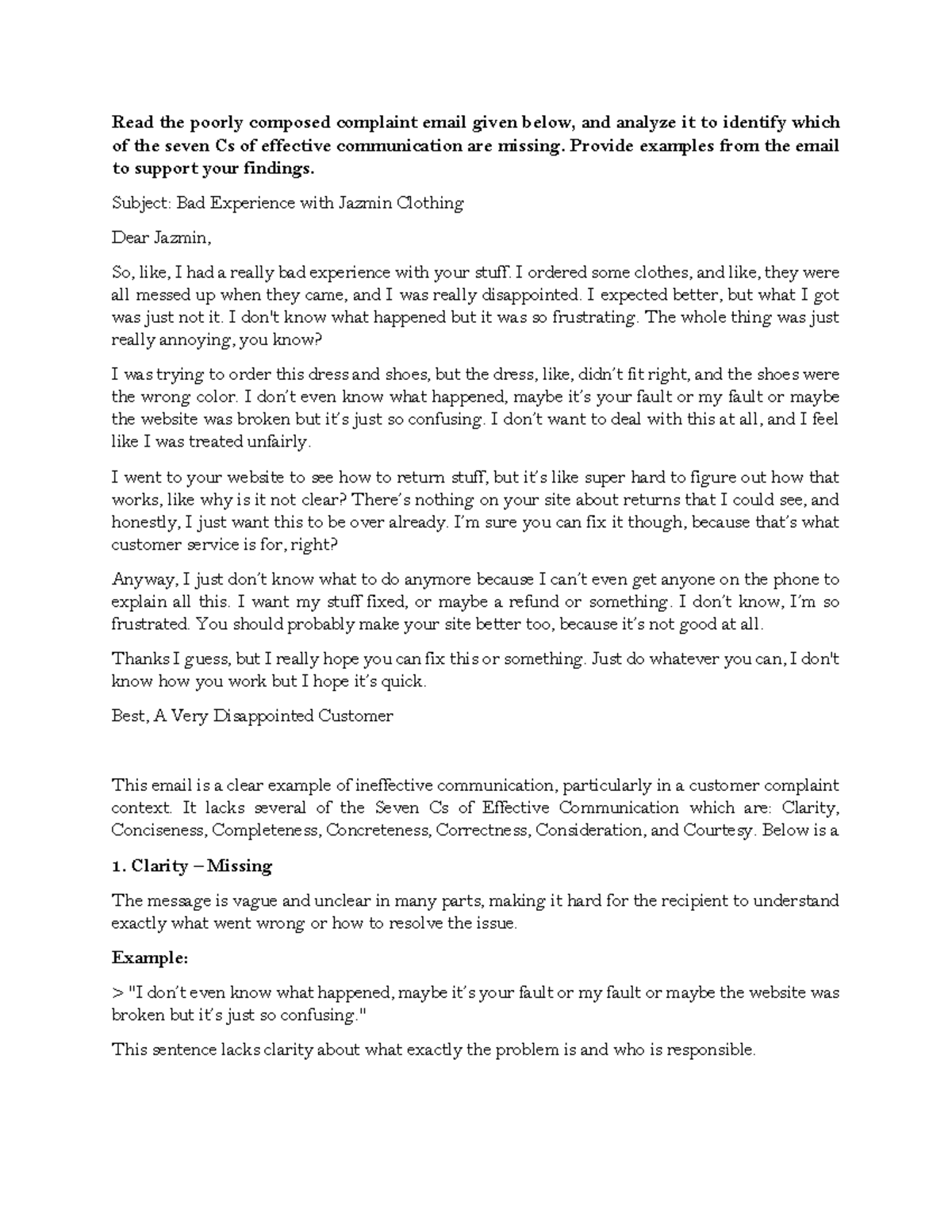 Report 7 C's - search for this one. - Read the poorly composed ...