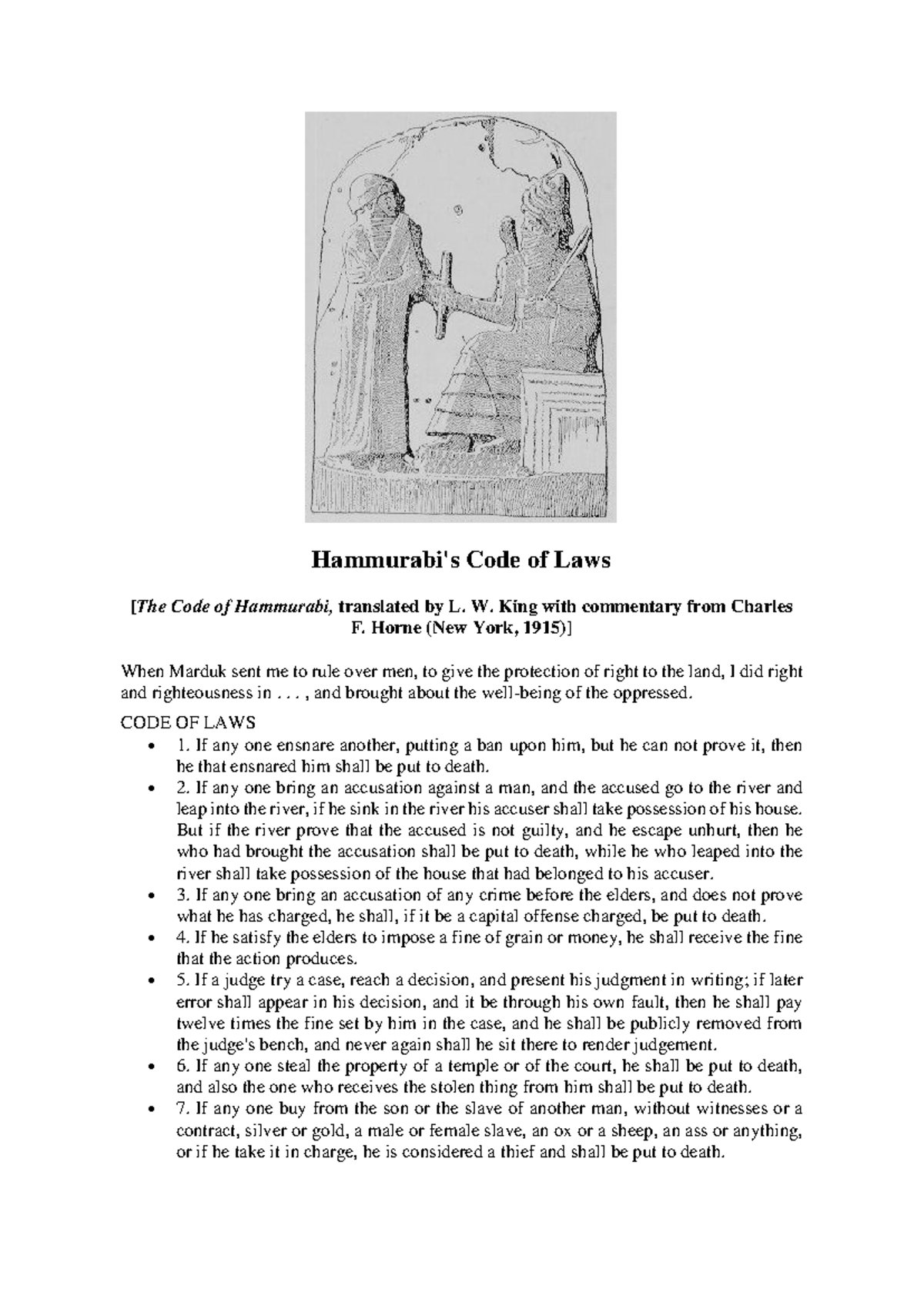 Hammurabi's Code of Laws Study Notes for Ancient History (HIS 101 ...