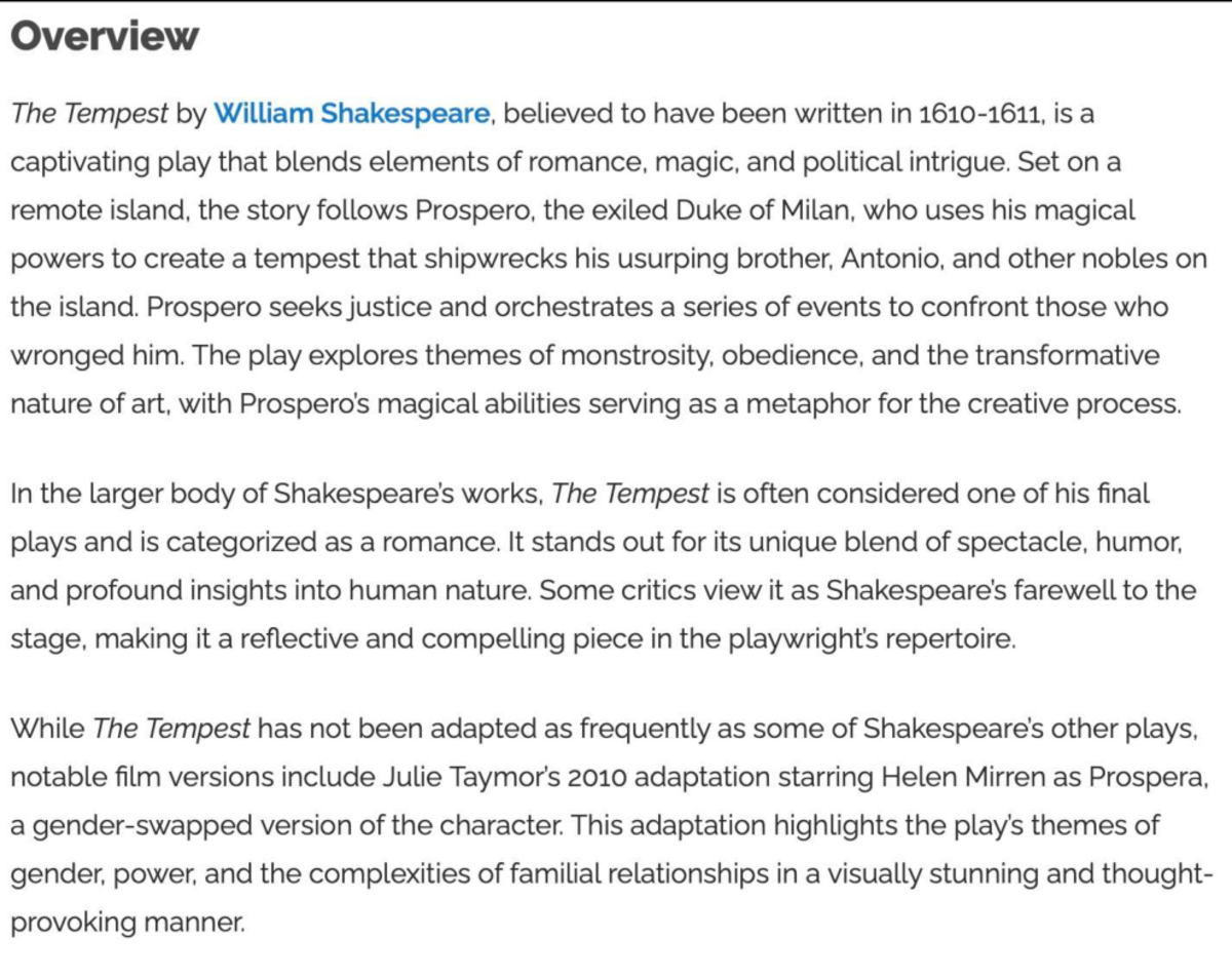 Tempest Summary - ENG 101 Overview of Shakespeare's Play - Studocu