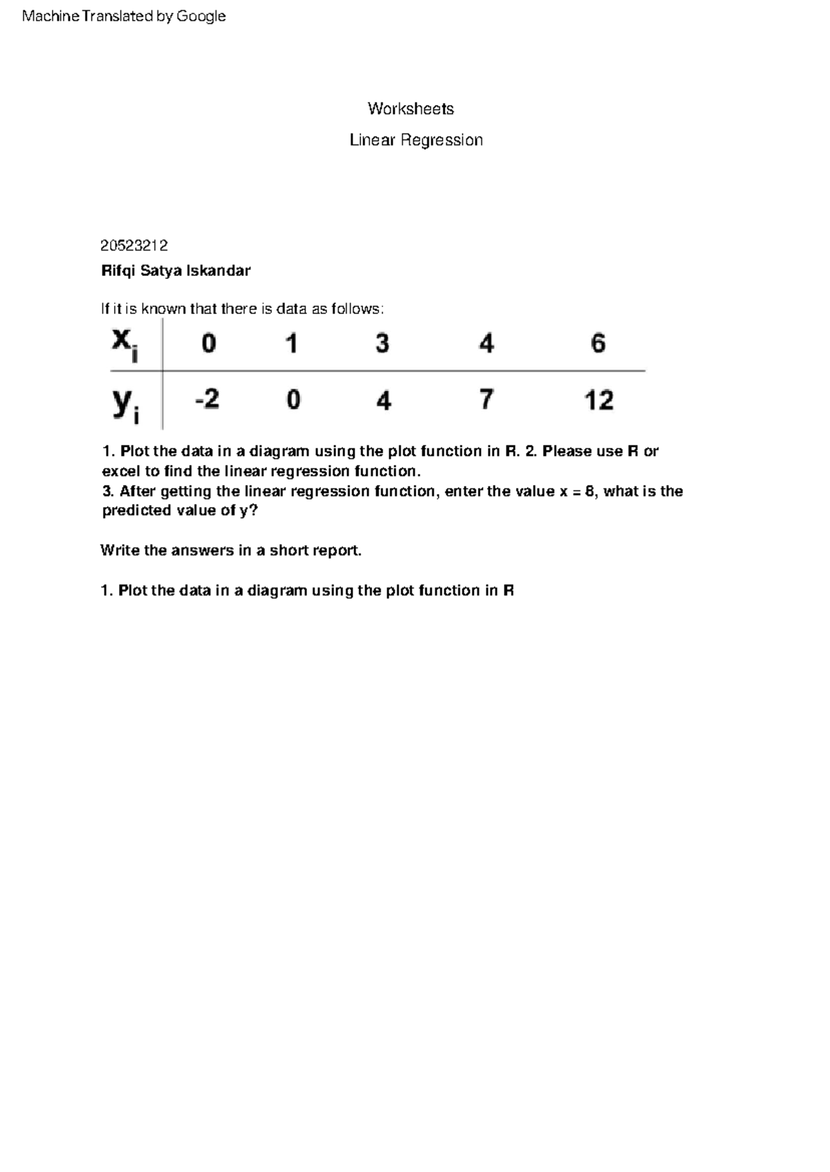 20. WS Linear Regression Analysis - Math Document - Studocu