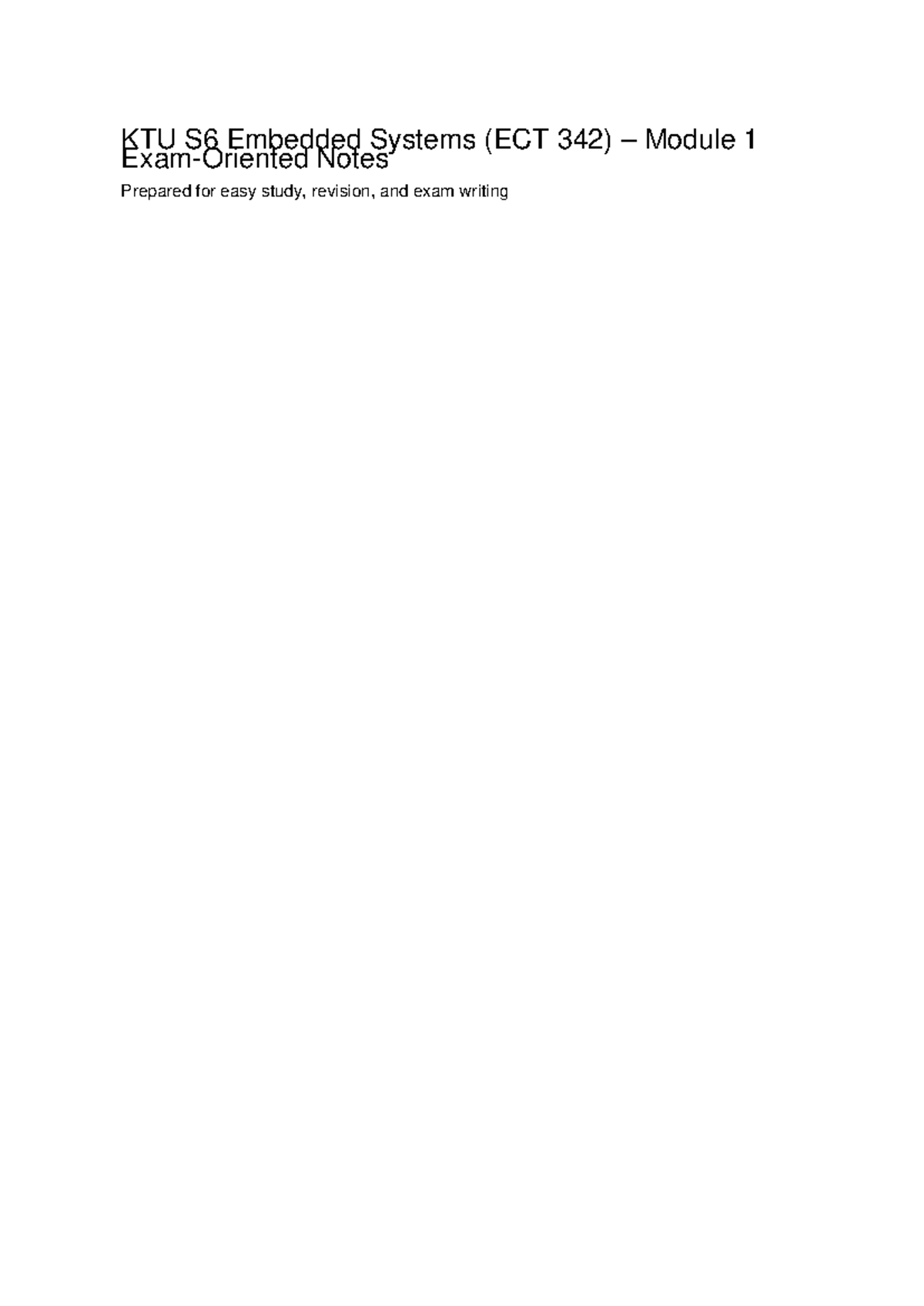 KTU S6 ECT 342 Embedded Systems Module 1 Exam Notes - Studocu
