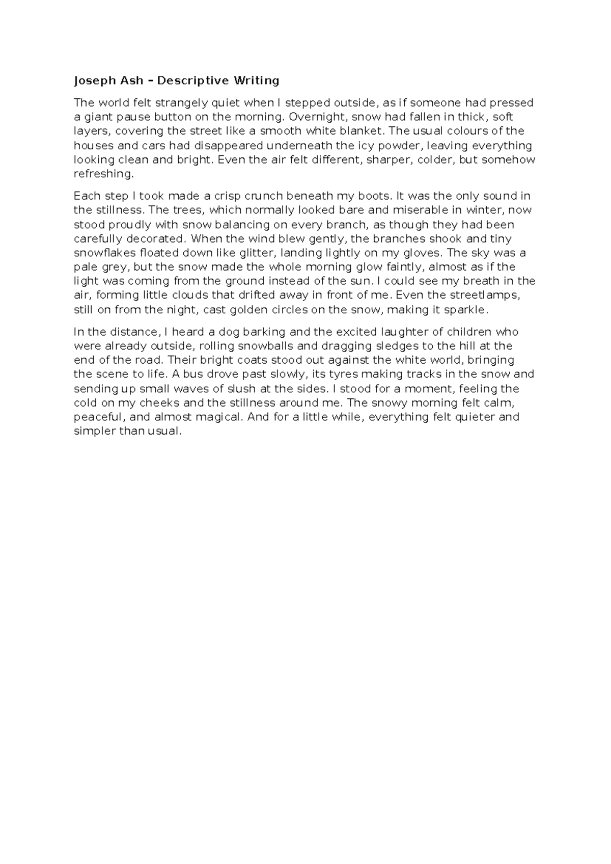 Christmas Descriptive Writing Example - Language Paper 1 Q5 - Studocu