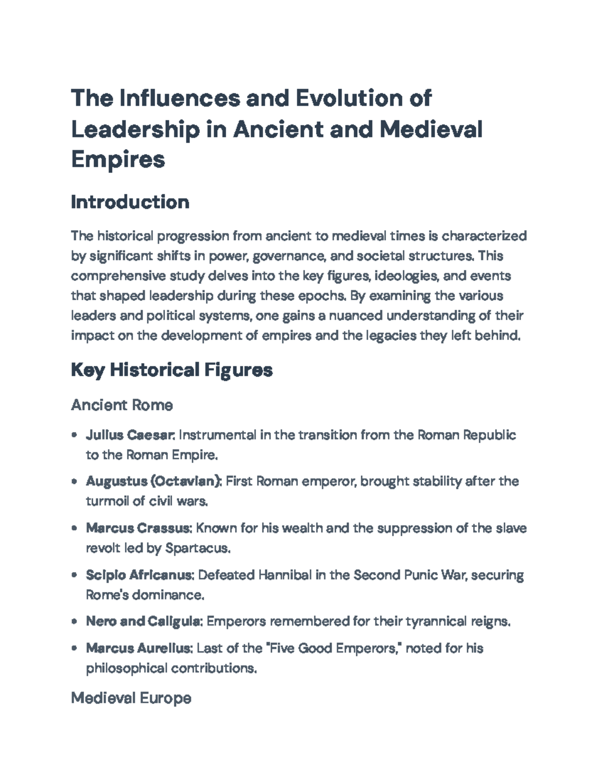 The Evolution of Leadership in Ancient and Medieval Empires - The ...