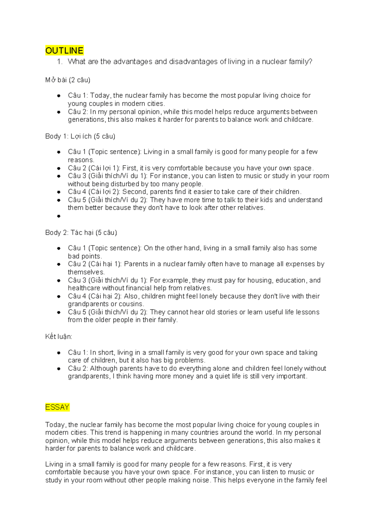 Advantages and Disadvantages of Nuclear Family Living: An Essay - Studocu