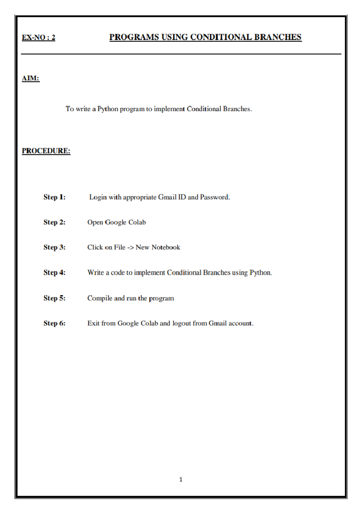 Python Conditional Branches Implementation - Ex 2 - Studocu