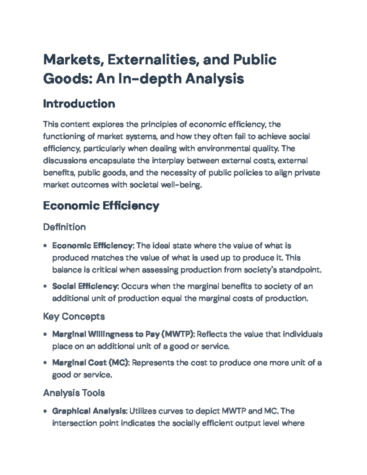 Economic Efficiency & Market Failures: Public Goods & Externalities ...