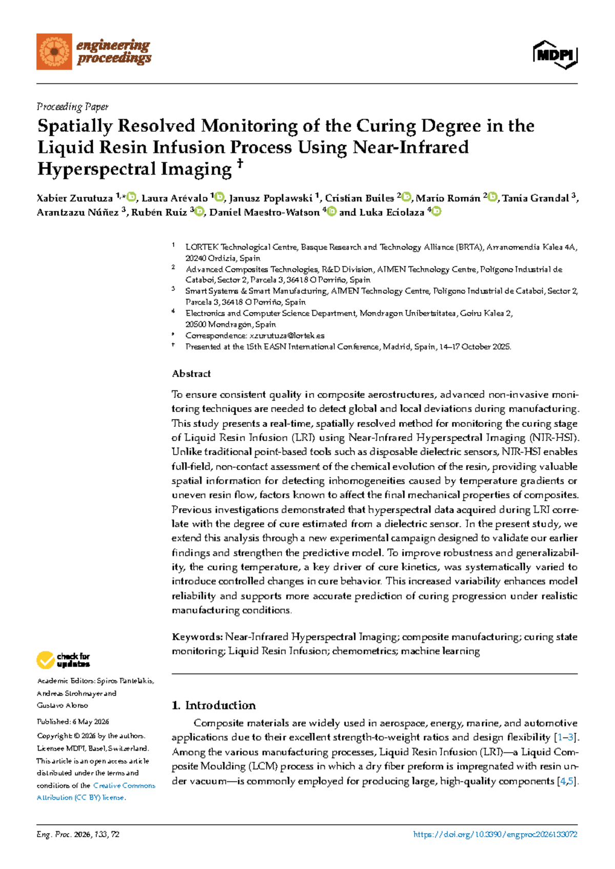 EASN 2026: Hyperspectral Imaging for Monitoring Curing in LRI Process ...