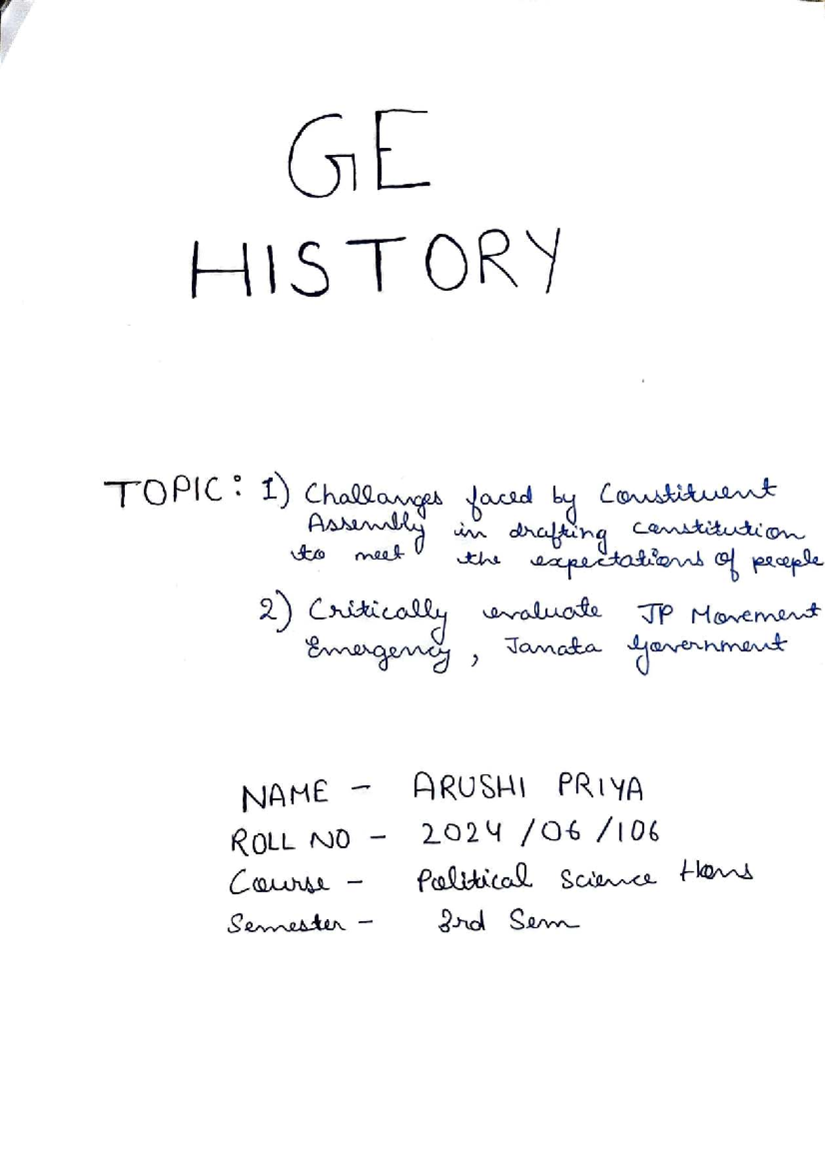 GE POLITICAL SCIENCE ASSIGNMENT: Challenges of the Constituent Assembly ...