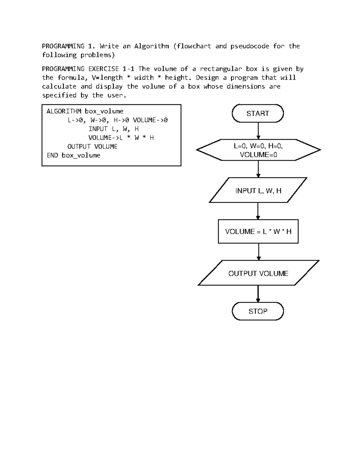 Programming Exercise 1: Algorithms for Volume and Time Conversions - Studocu