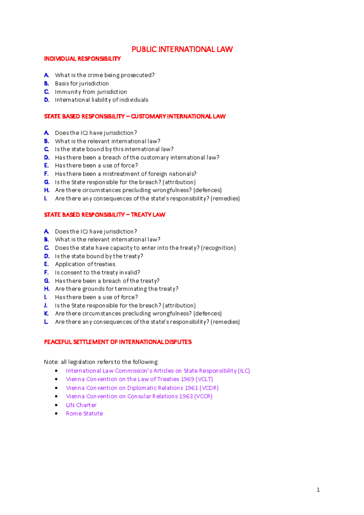 Public International Law Exam Guide: Individual & State Responsibility ...