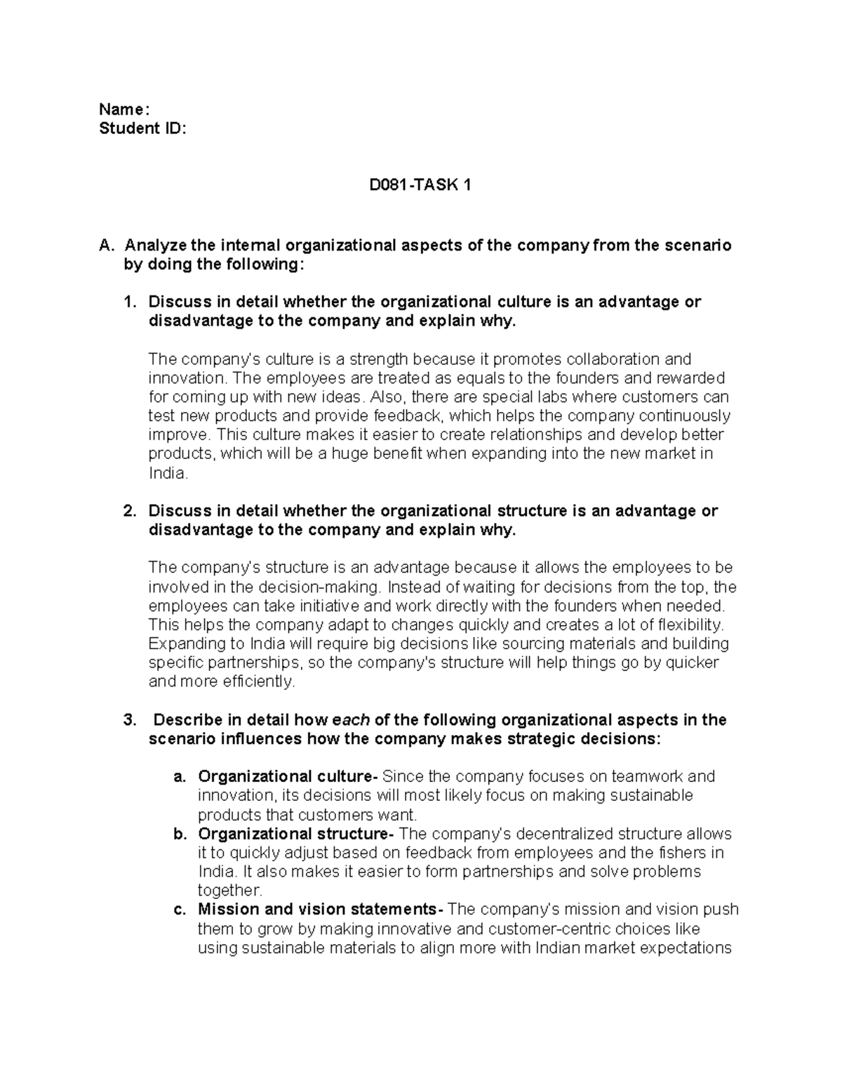 D081-Task 1 Passed - Task 1 PA - Name: Student ID: D081-TASK 1 A ...