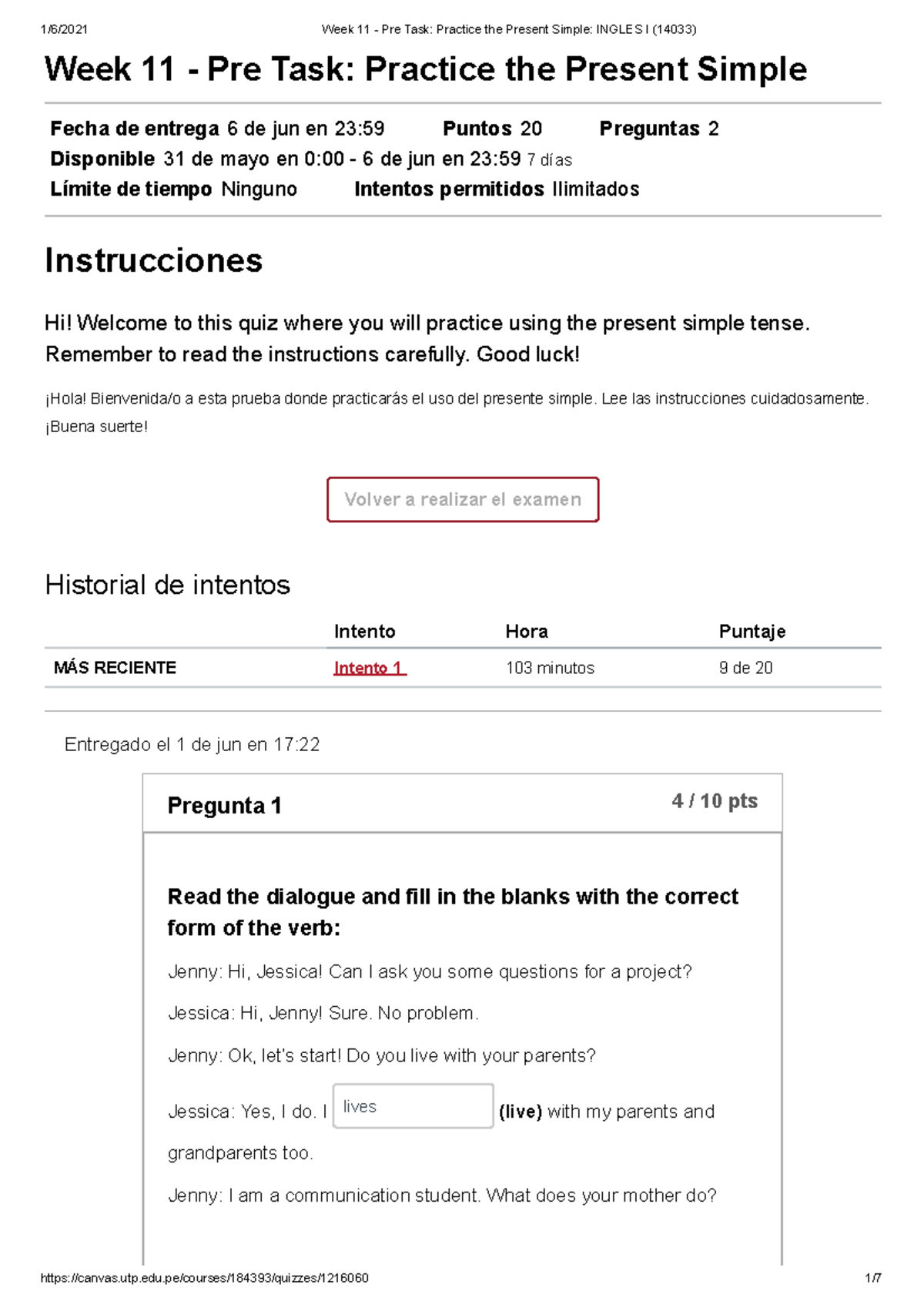 Week 11 - Pre Task: Practicing the Present Simple (Ingles I 14033 ...
